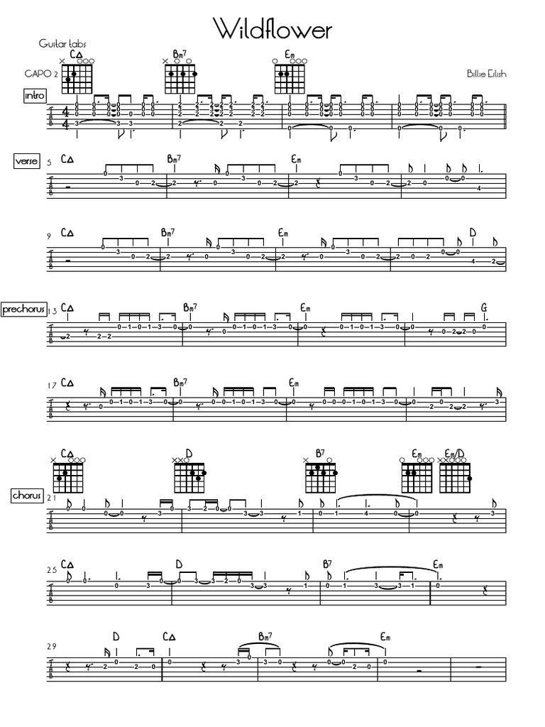 Wildflower - Billie Eilish - Guitar Tabs | PDF
