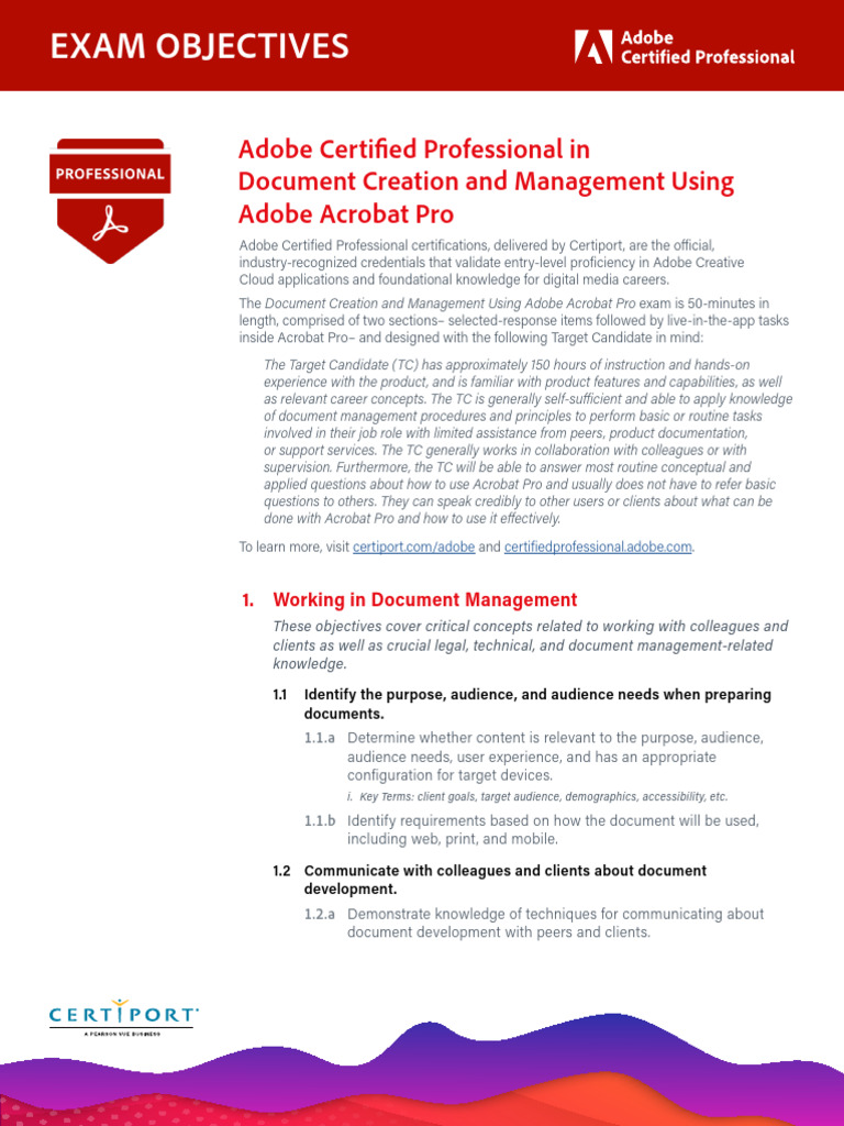 AC PRO Exam Objectives Acrobat 0624 | PDF | Computing
