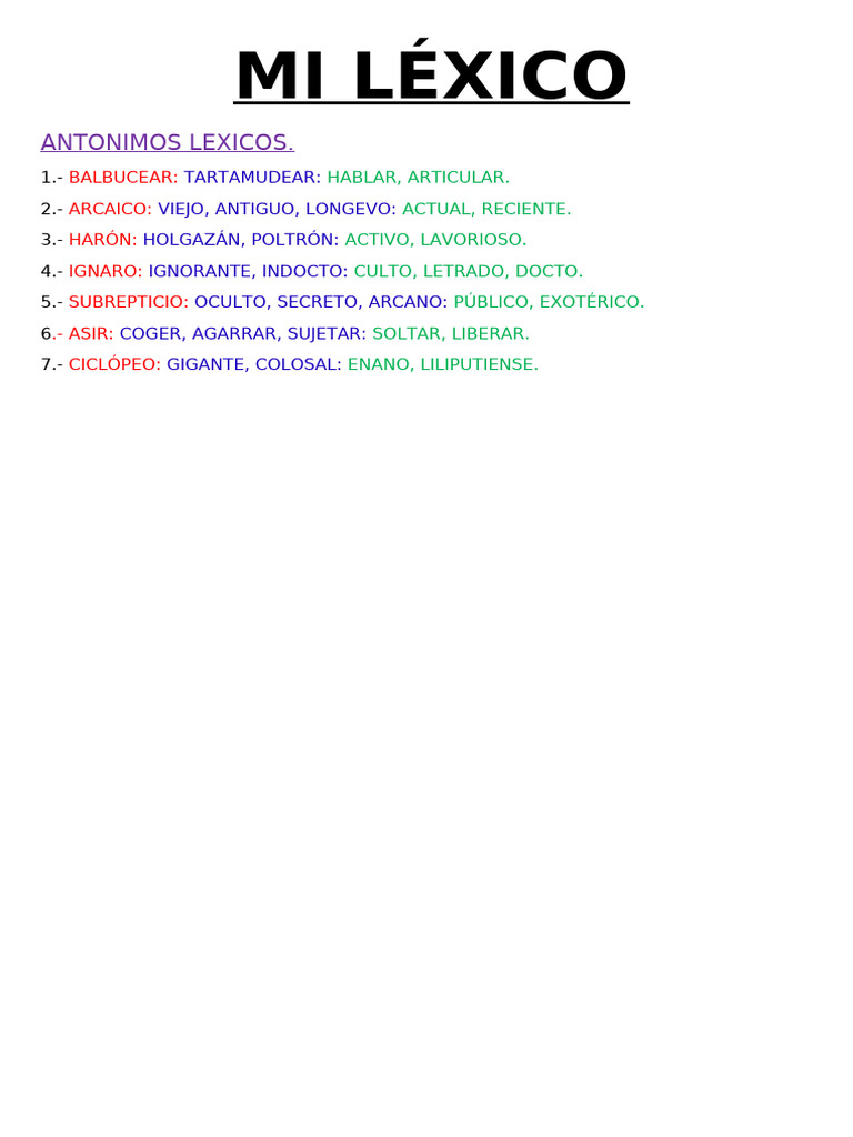 Mi Léxico | PDF