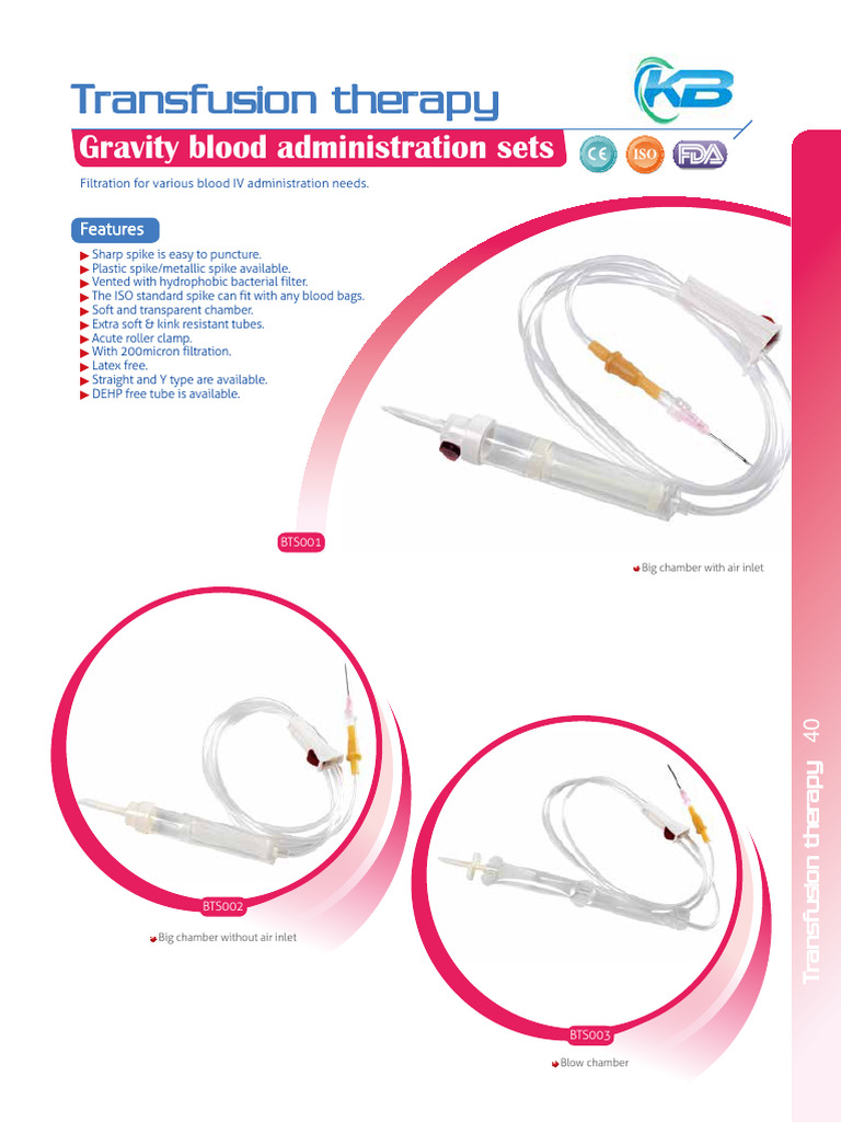 Gravity Blood Administration Sets Overview | PDF | Syringe ...