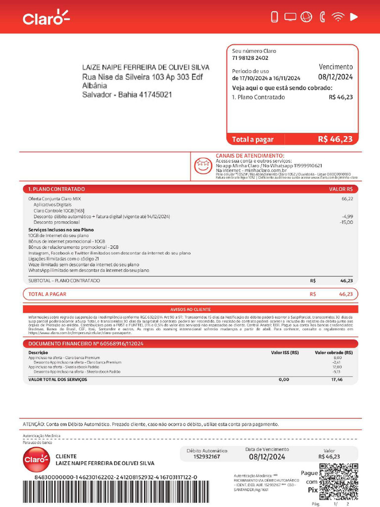 Fatura Comprovante | PDF
