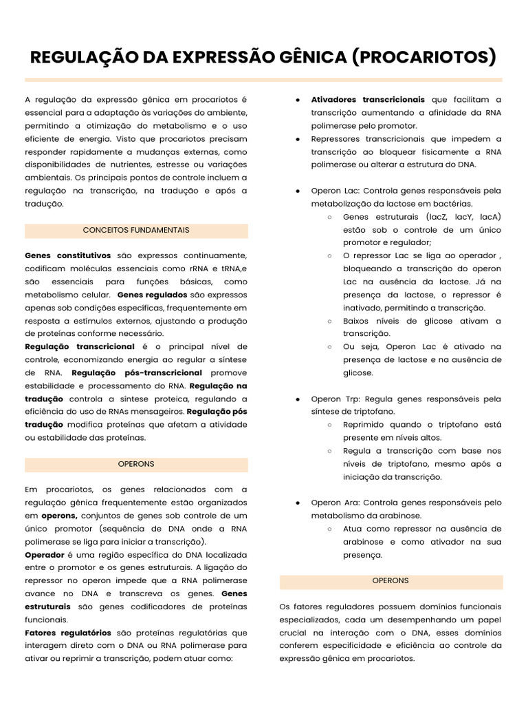 Cópia de Regulação da expressão gênica em procariotos | PDF | Regulação ...