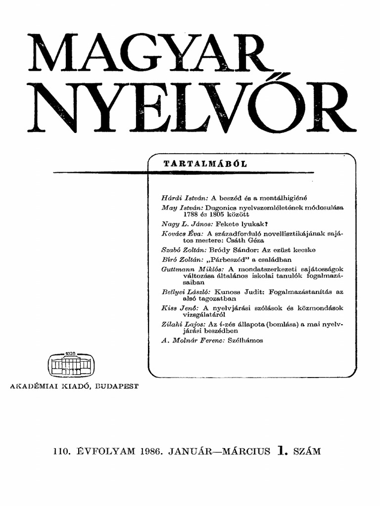 Nyelvőr: Magyar | PDF
