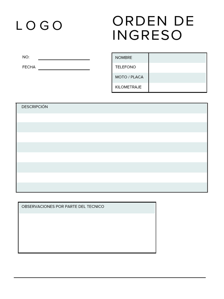 Light Blue Simple Purchase Order Form A4 | PDF