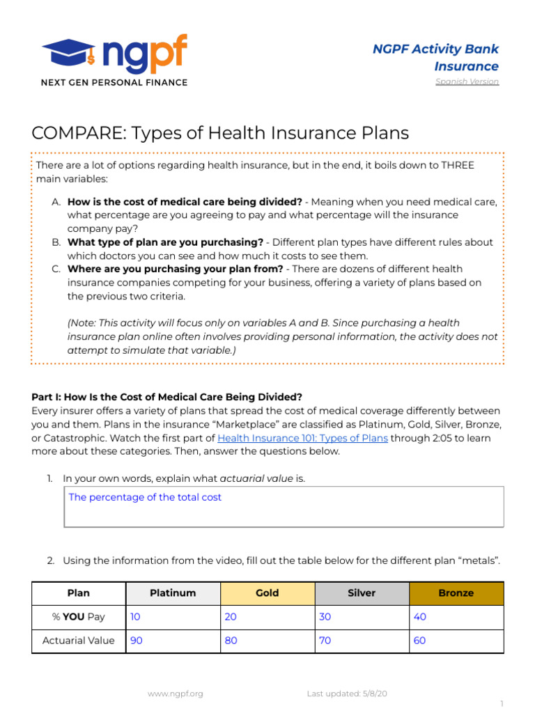 COMPARE - Types of Health Insurance Plans | PDF | Insurance | Health ...