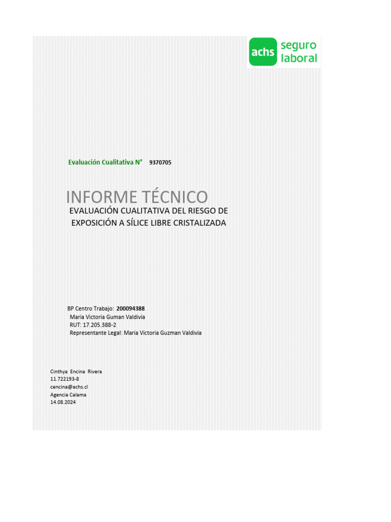 Inf-Cuali-Sílice-Const-Junio-2024 (1) . | PDF | Polvo | Arena