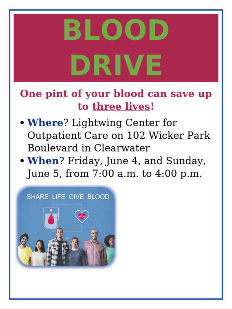Clearwater Blood Drive Details | PDF
