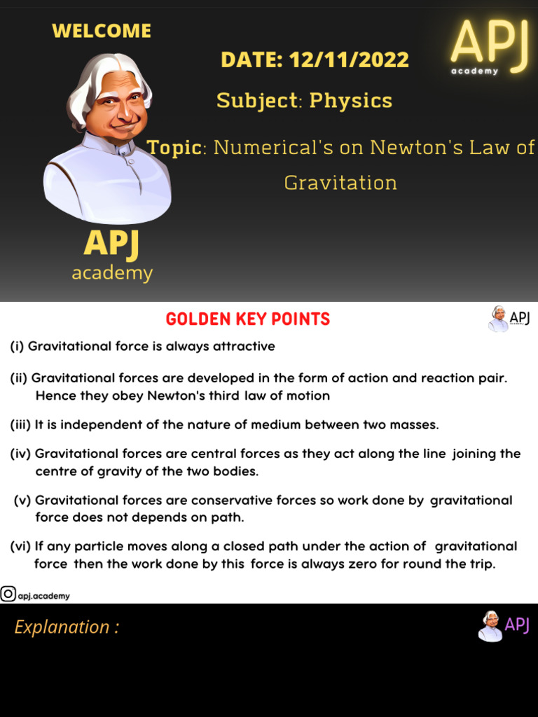Numericals On Newton's Law of Gravitation | PDF | Force | Gravity