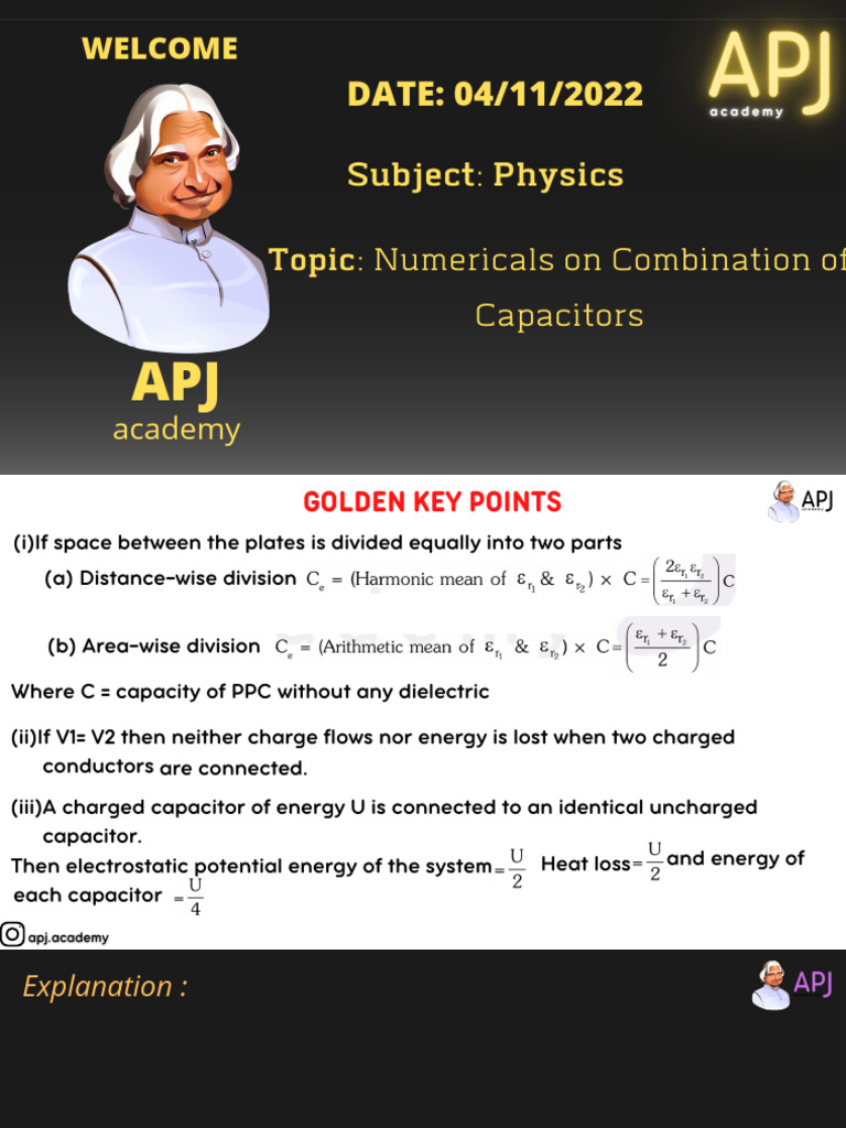 Numericals On Combination of Capacitors | PDF | Capacitor | Capacitance