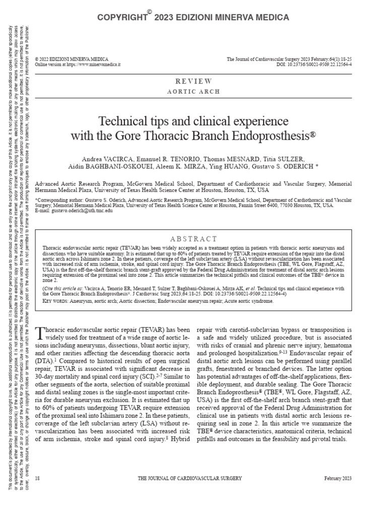 J Cardiovasc Surg Tips and Tricks TBE | PDF | Interventional Radiology | Aorta