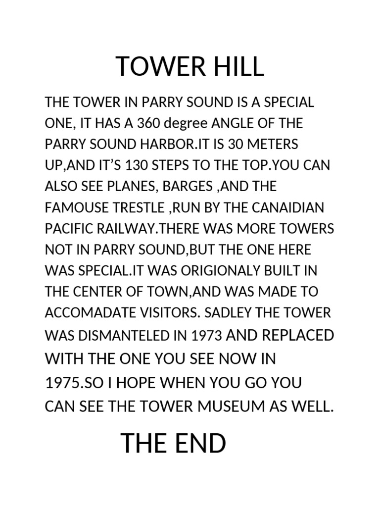Parry Sound's Historic Tower Overview | PDF