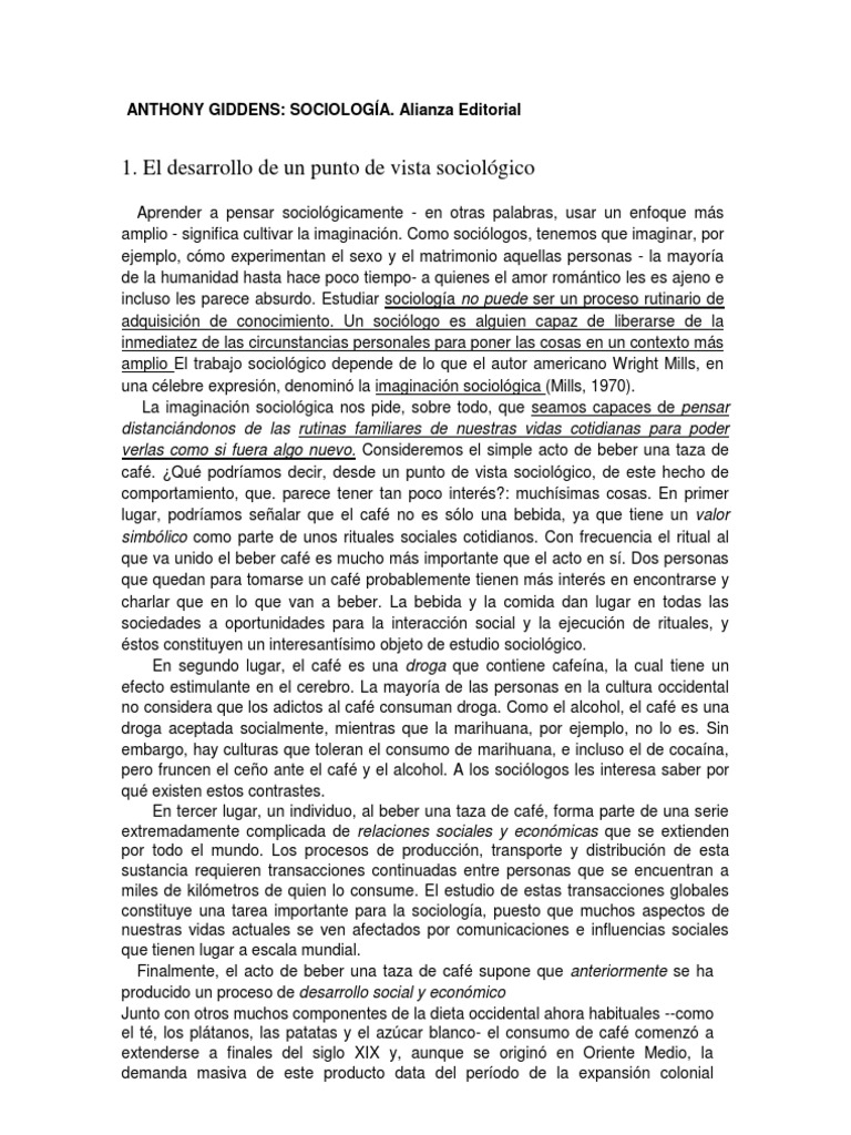 Anthony Giddens | PDF | café | Sociología