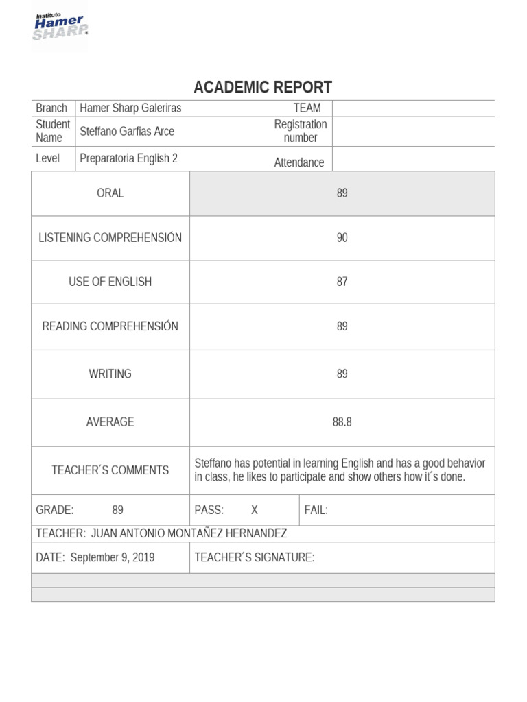 English 2 Academic Report for Steffano | PDF