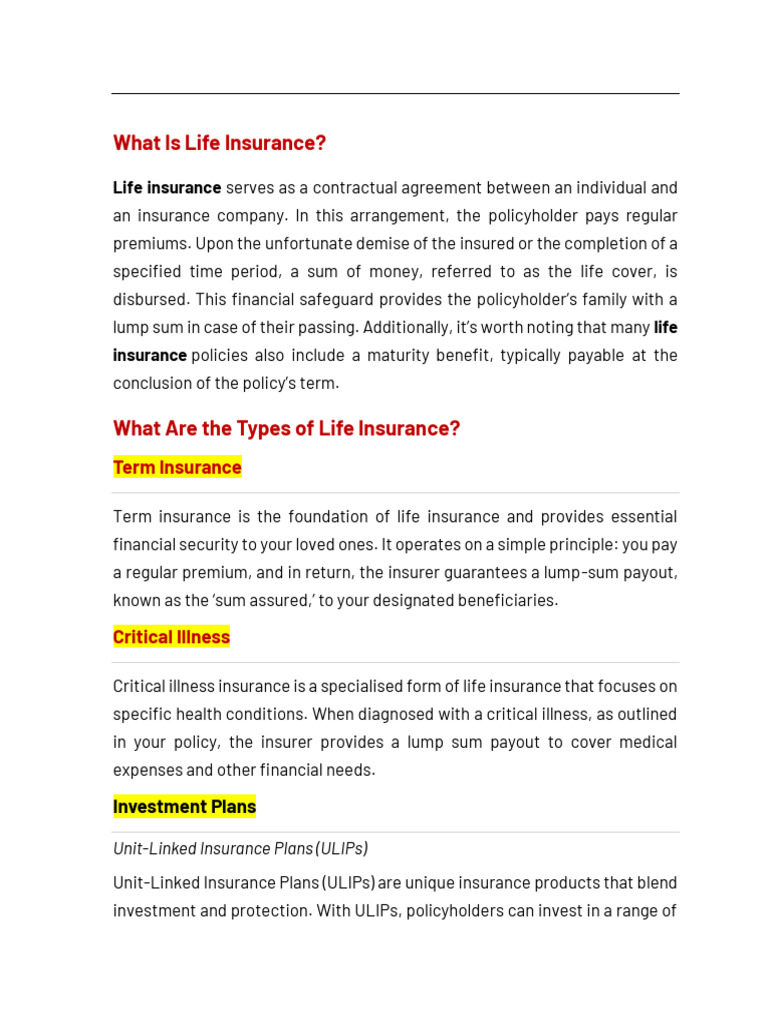 Insurance Non Life and Life | PDF | Insurance | Life Insurance