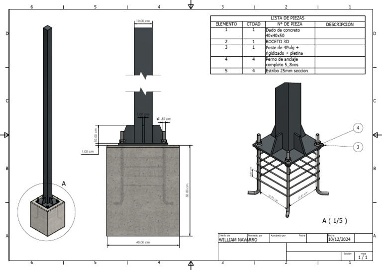 Dado de Concreto para Poste 40x40x50 | PDF