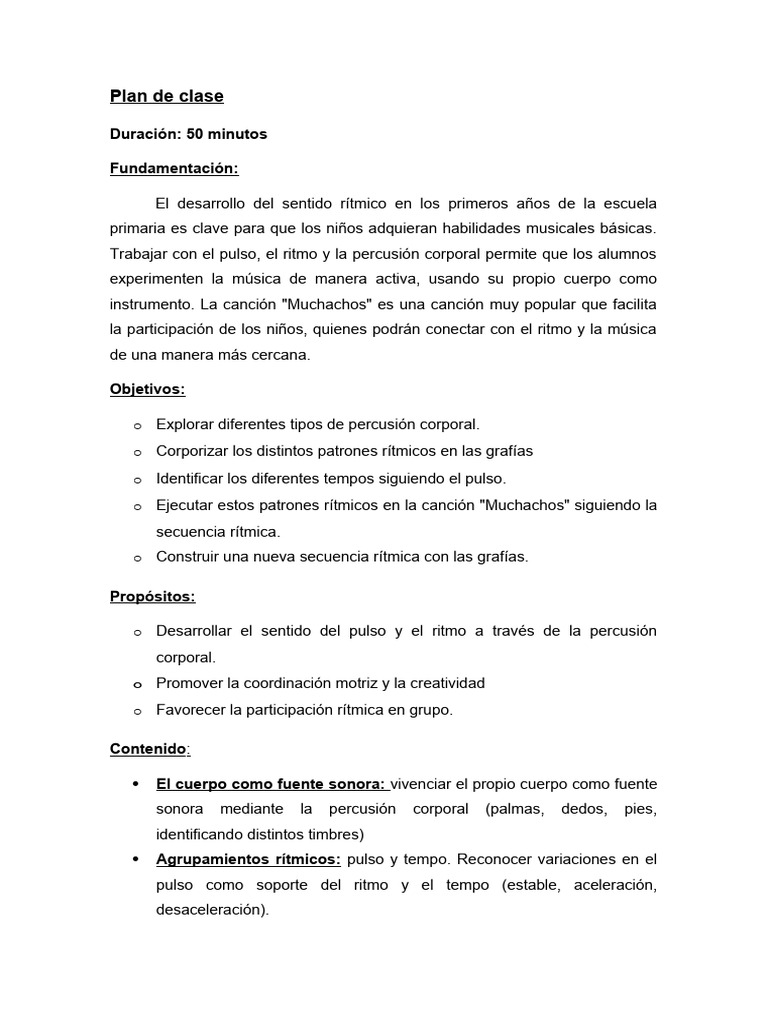 Plan de Clase-2 | PDF | Ritmo | Tempo