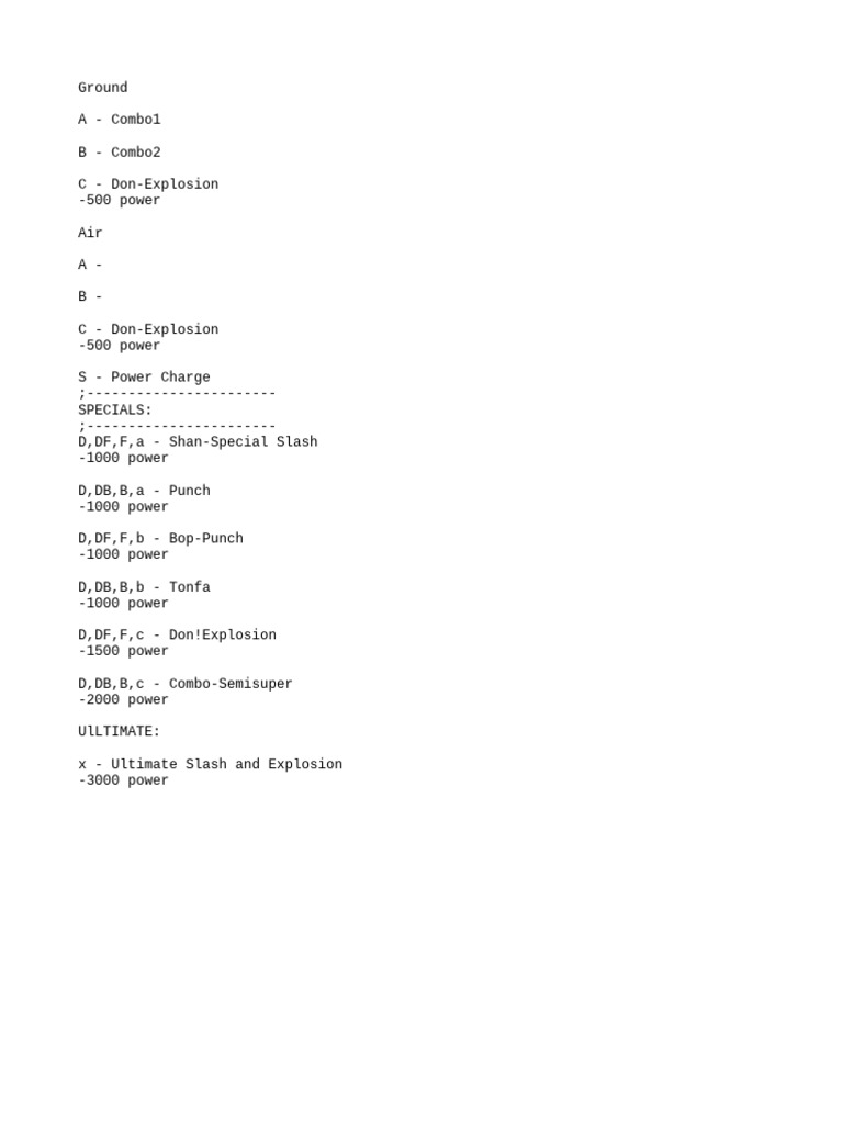Fighting Game Move List and Powers | PDF