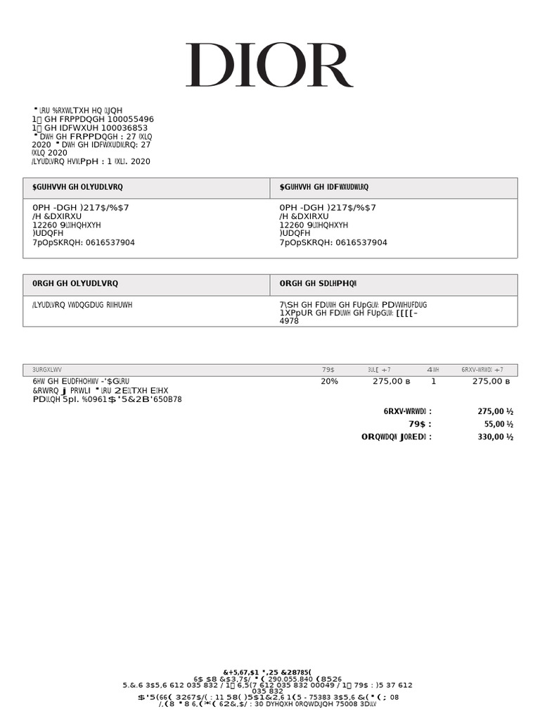 Facture Dior -Converti | PDF