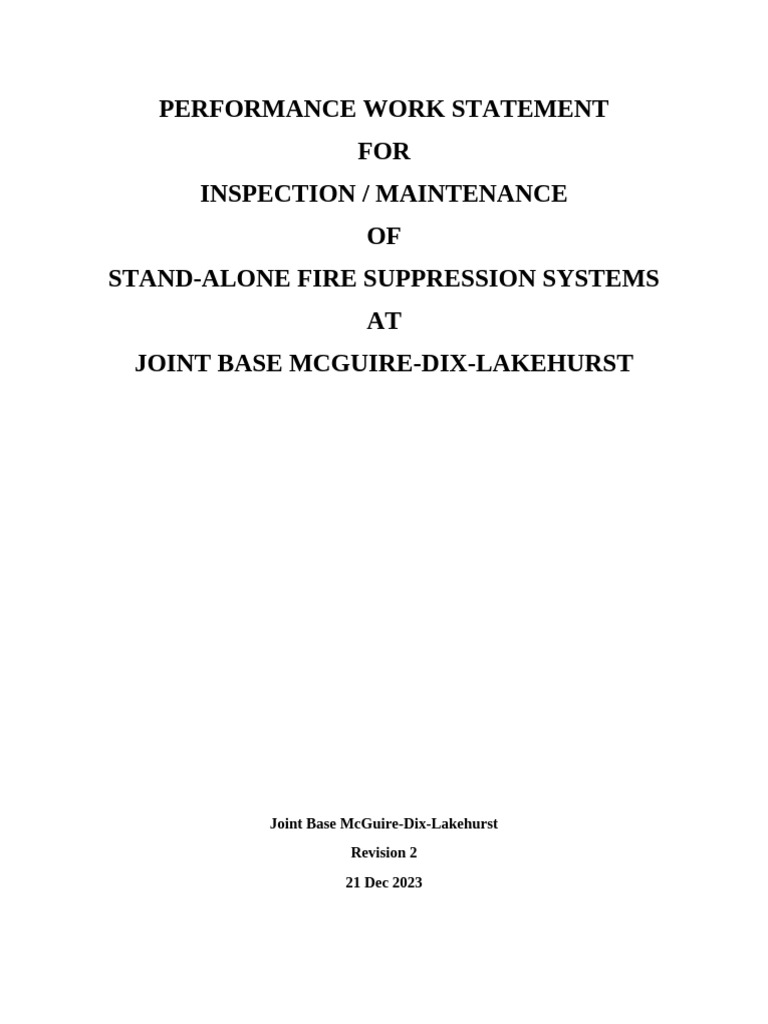 Performance Work Statement | PDF | Barbecue Grill | Kitchen Stove