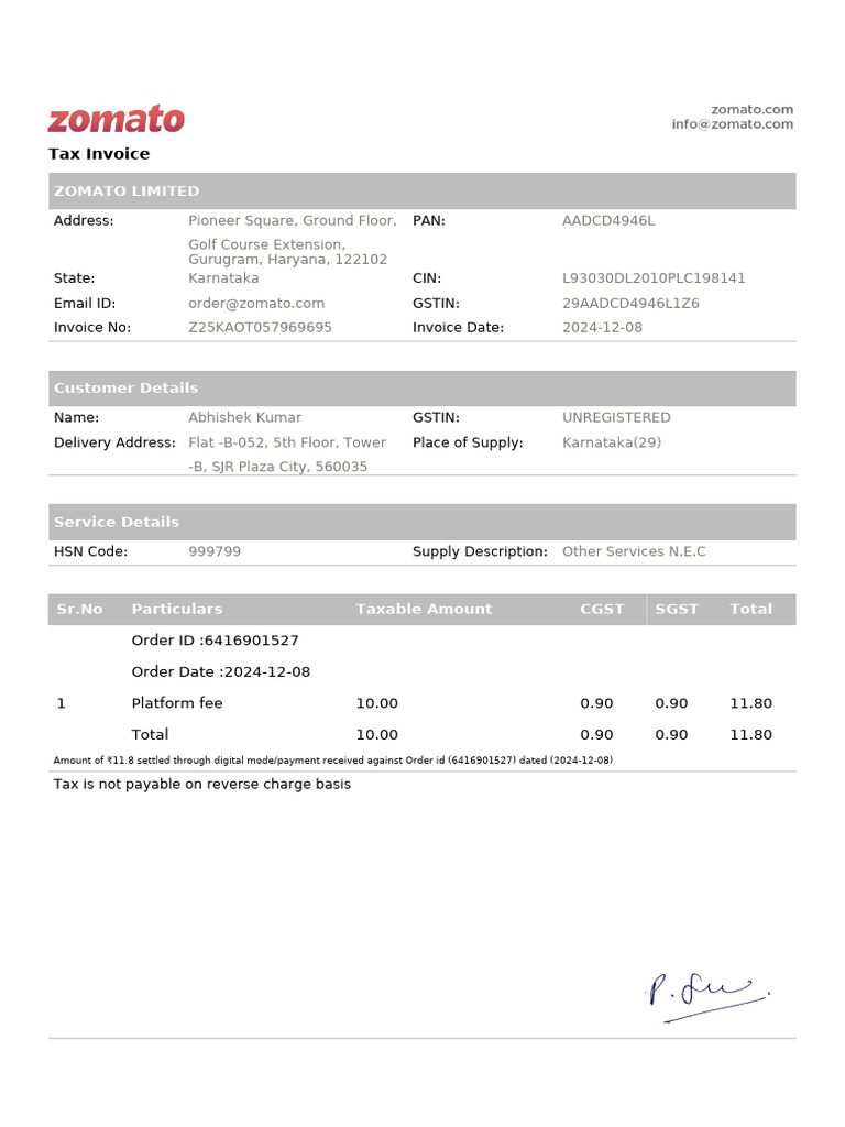 User Charge Invoice6416901527 | PDF | Payments | Taxes