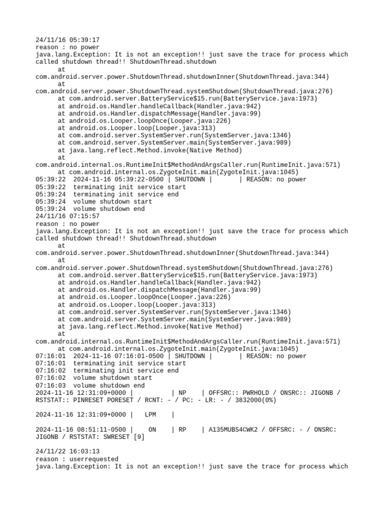 Android Shutdown and Reboot Logs | PDF | Java (Programming Language) | Systems Architecture