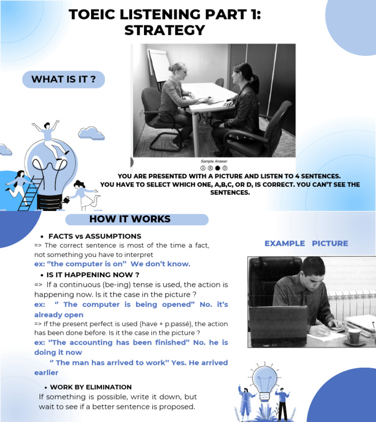 Toeic Listening Part 1 Strategy | PDF