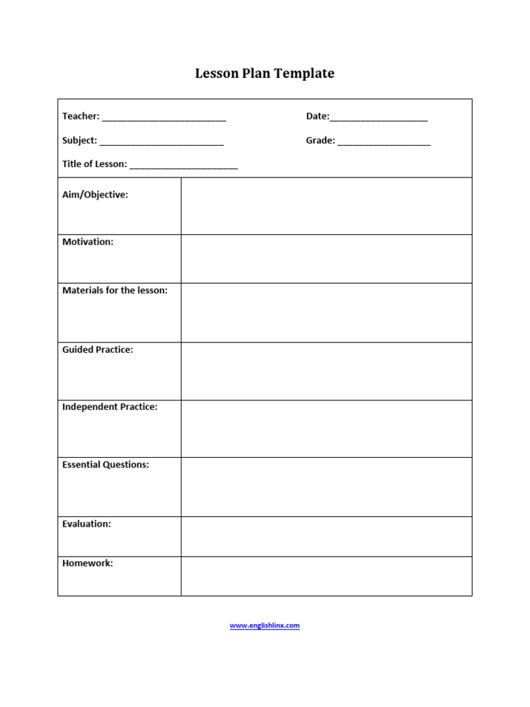 Eight Step Lesson Plan Template | PDF