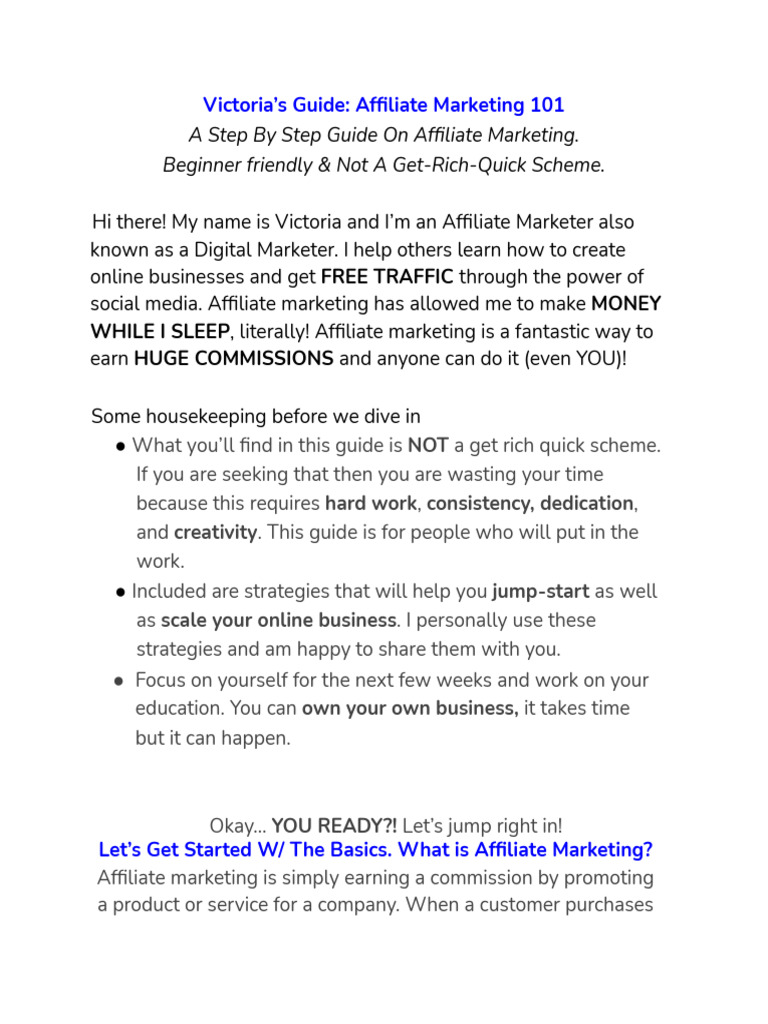Victoria's Affiliate Marketing Guide | PDF | Affiliate Marketing ...