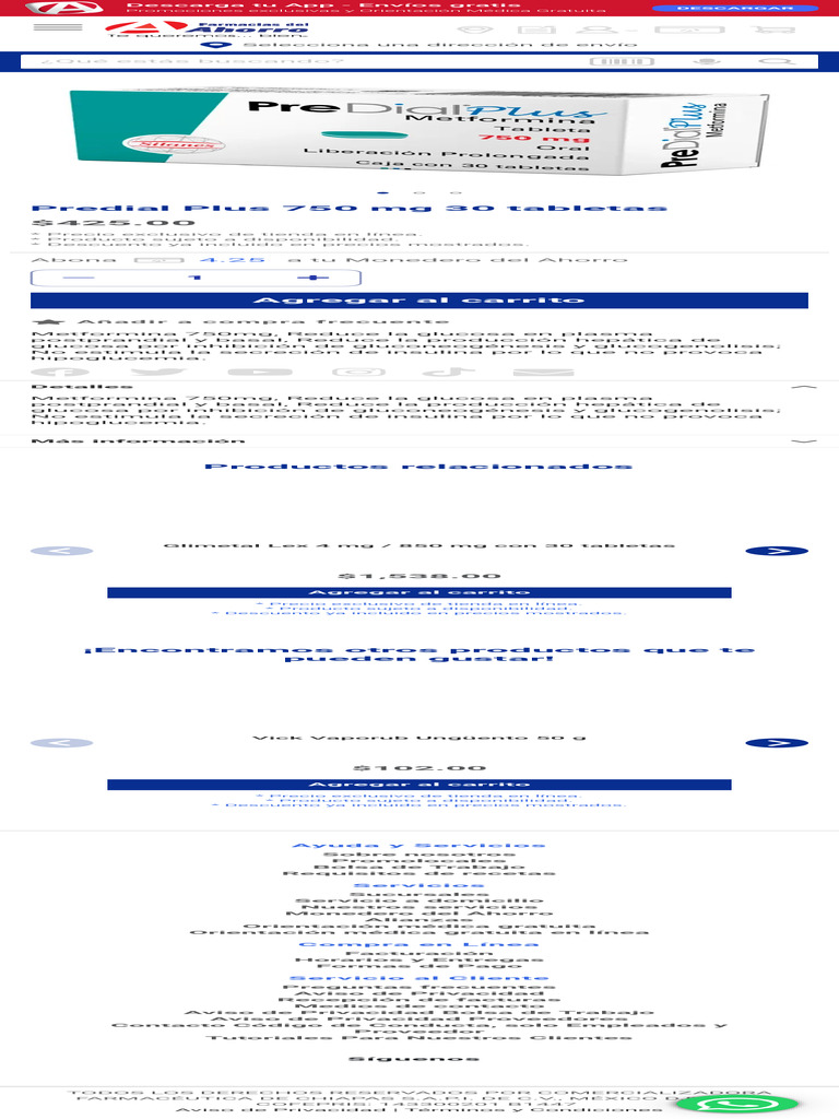 Farmacias Del Ahorro Predial Plus 750 MG 30 Tabletas Tienda en Línea A ...