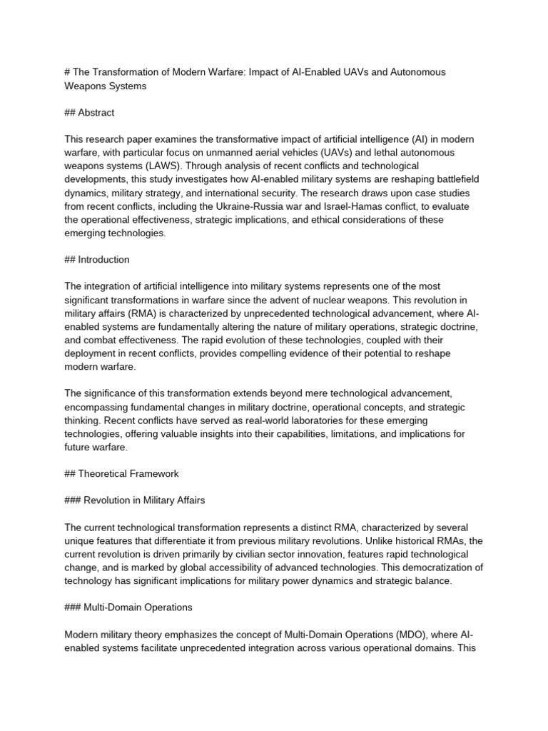 The Transformation of Modern Warfare_ Impact of AI-Enabled UAVs and ... The Transformation of Modern Warfare_ Impact of AI-Enabled UAVs and ...