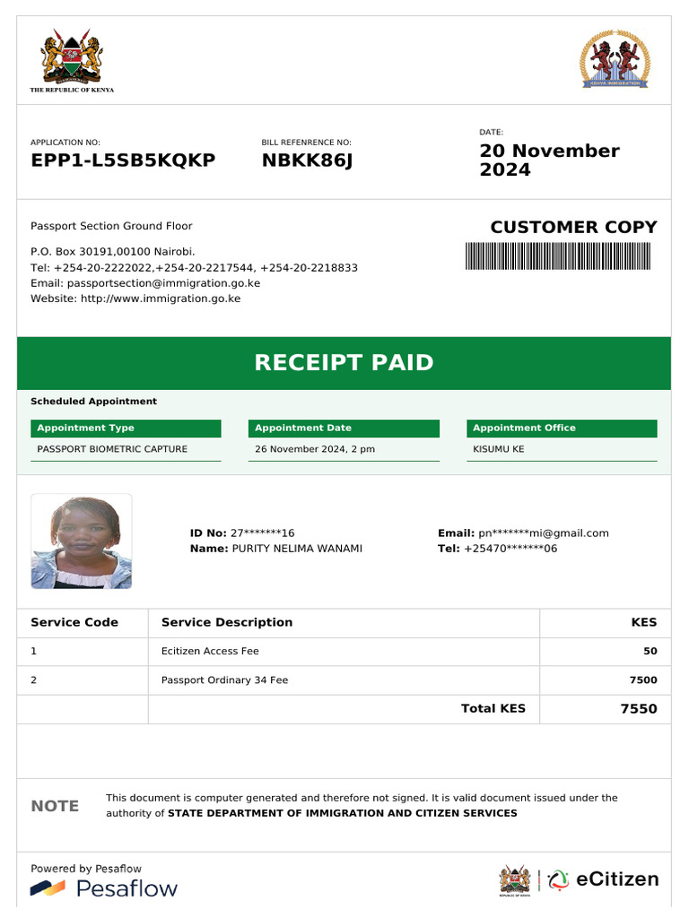 Wanami Receipt | PDF | Passport | Access Control