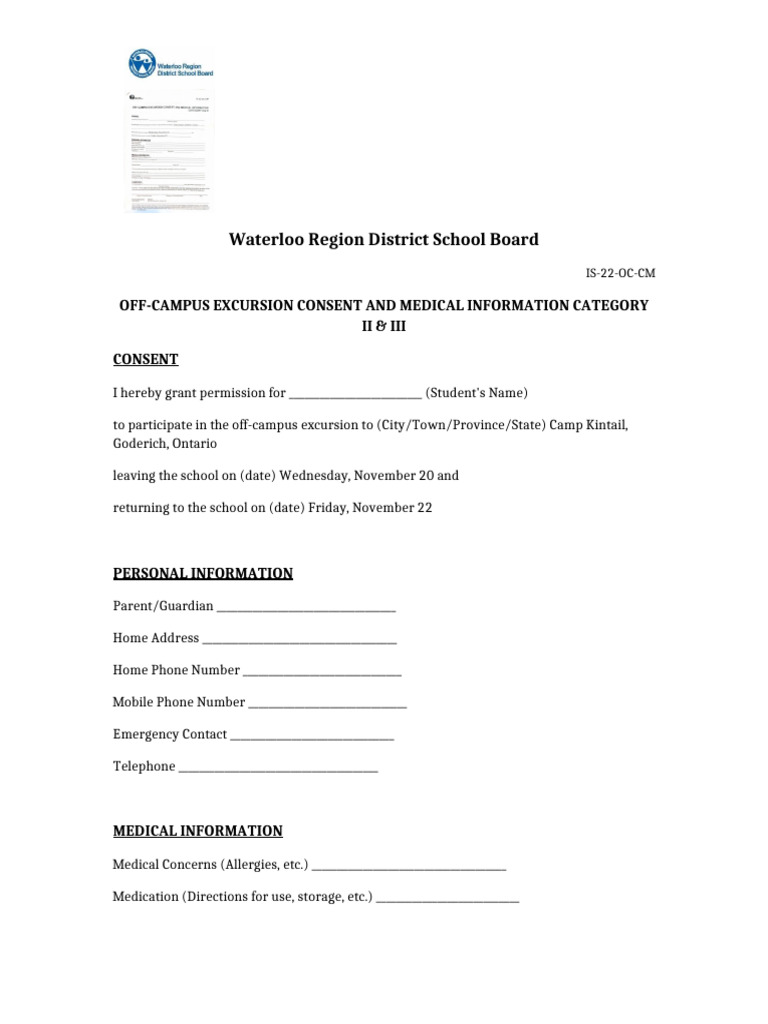 Off Campus Excursion Consent With Updated Logo | PDF