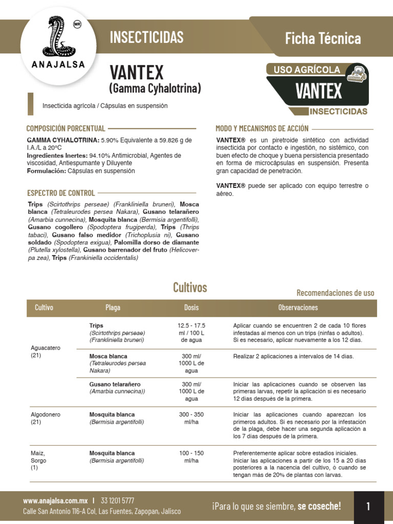 Anajalsa Insecticida Vantex | PDF