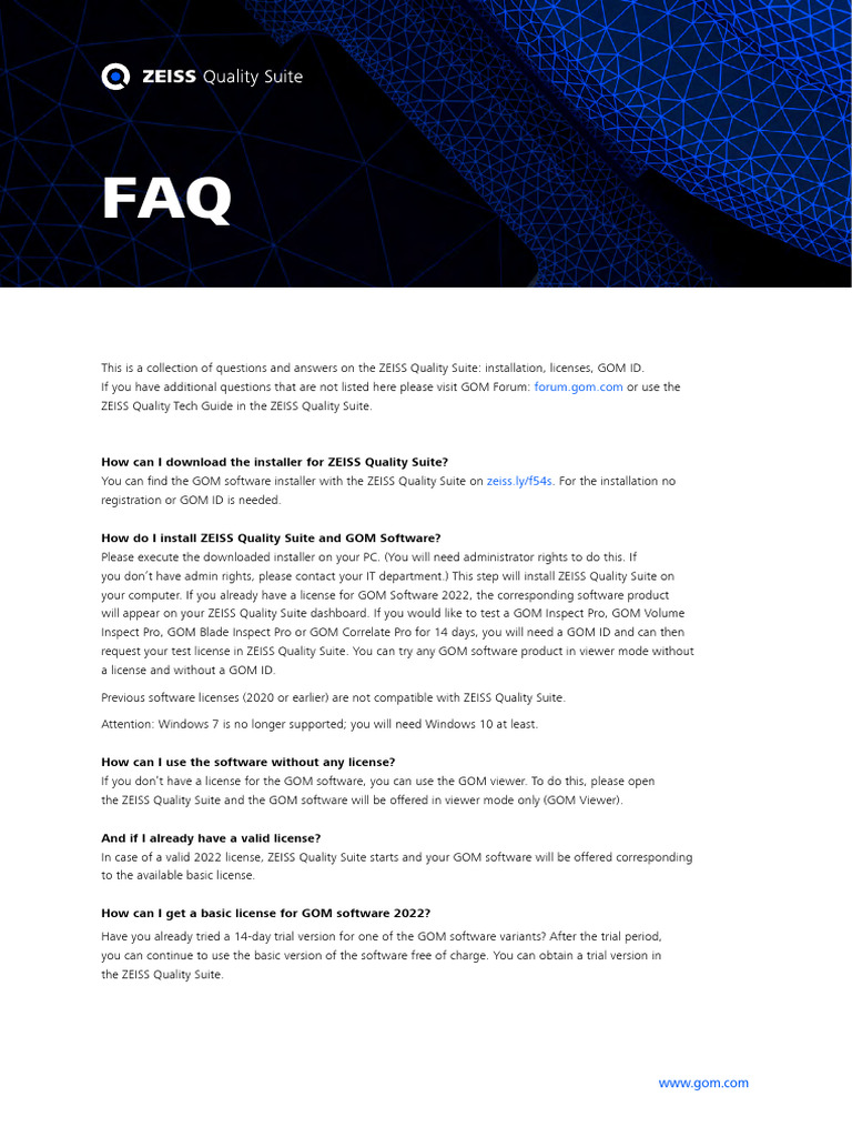 Zeiss-Quality-Suite Faq en | PDF | Software | Microsoft Windows