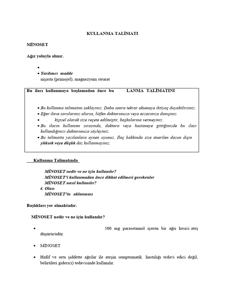 Minoset 500 MG Tablet KT | PDF