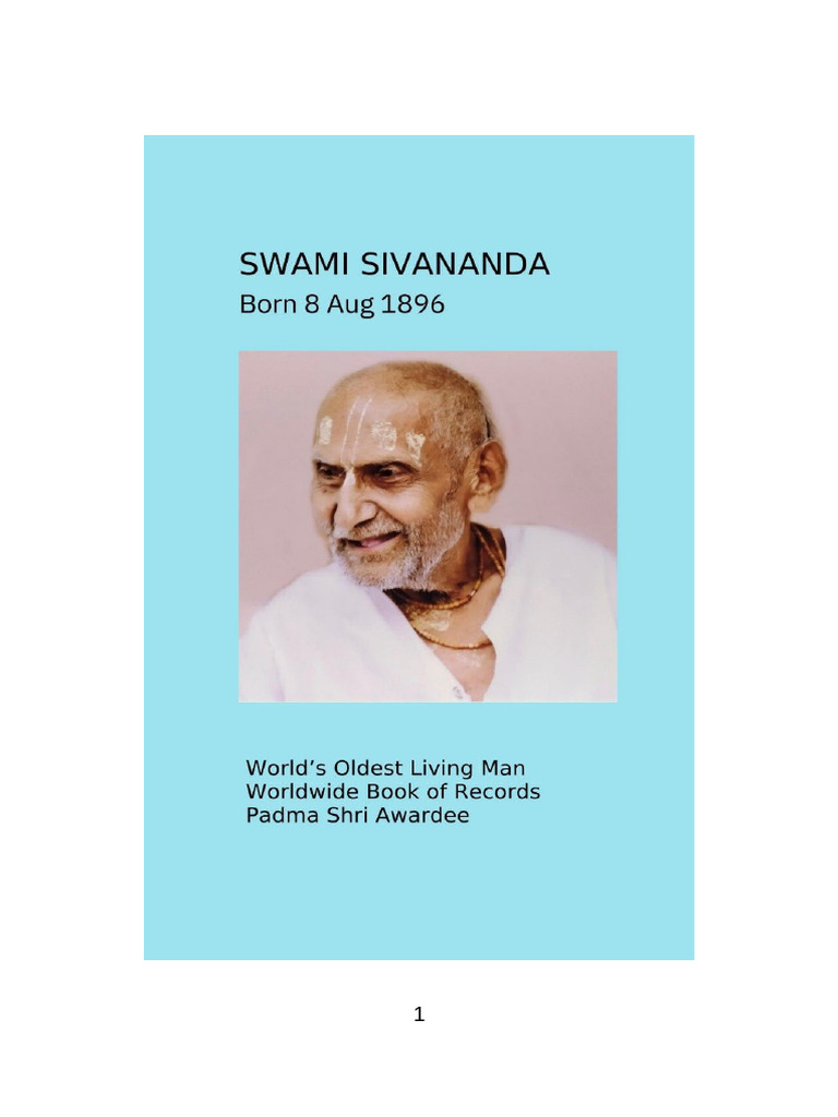 SWAMI SIVANANDA Oldest Man On Earth | PDF | Asana