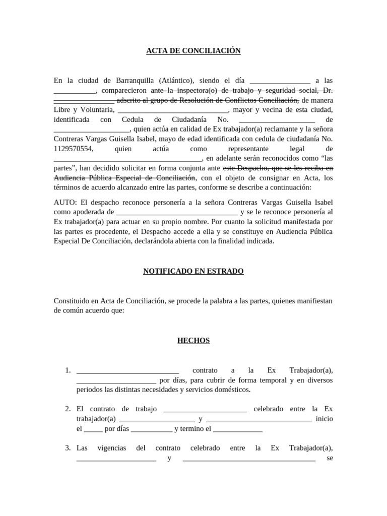 Acta de Conciliación Laboral | PDF