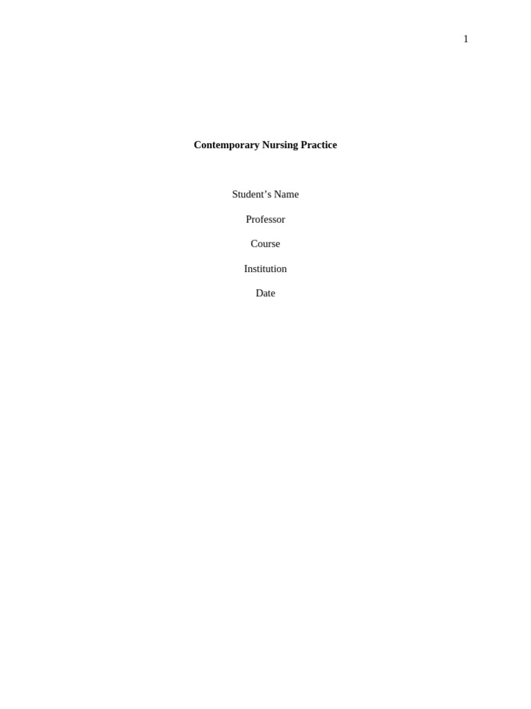 Contemporary Nursing Practice - Edited | PDF | Nursing | Health Care