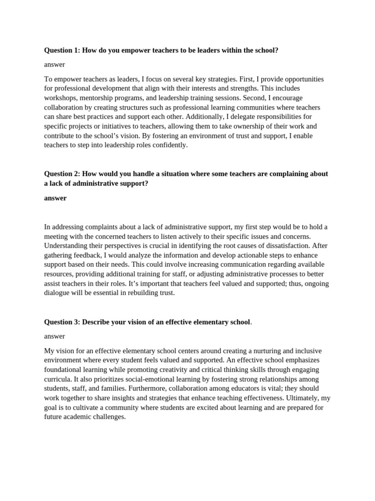 My Interview With The Principal | PDF