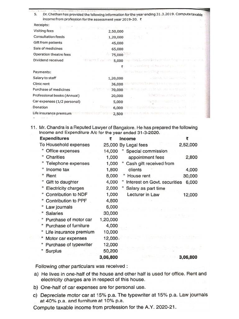 Professional Income - Test | PDF