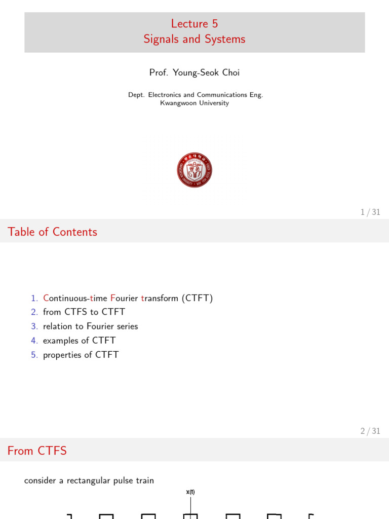 Lecture 05 Anotated | PDF | Fourier Transform | Fourier Series Lecture 05 Anotated | PDF | Fourier Transform | Fourier Series