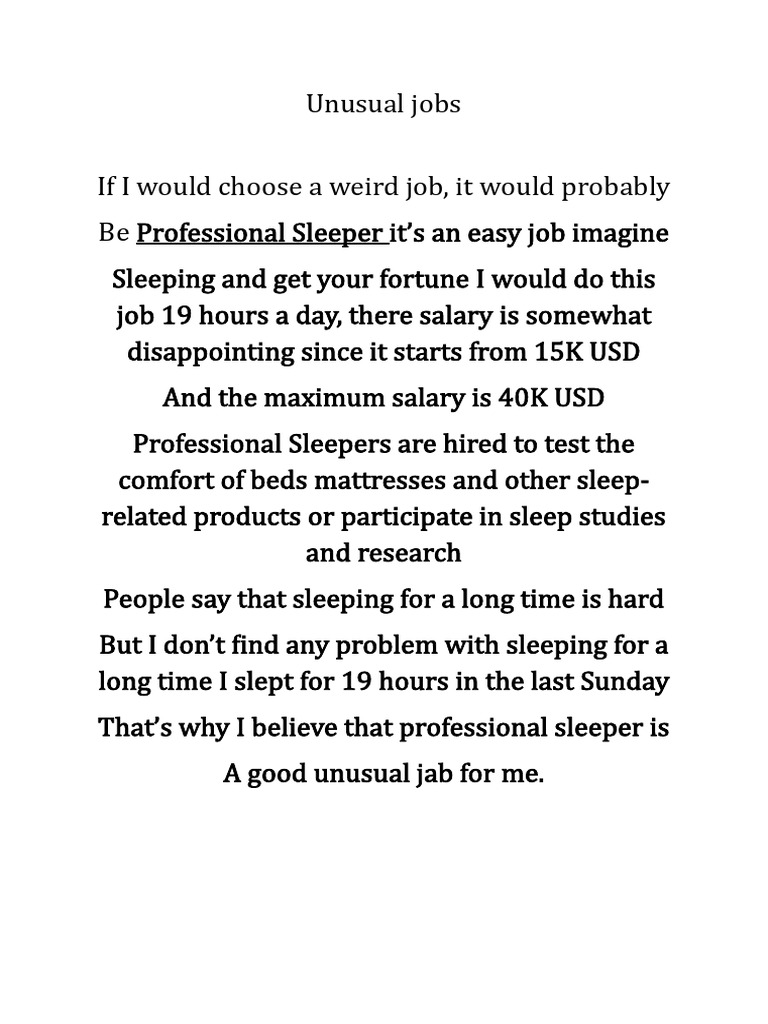 The Case for Being a Professional Sleeper | PDF