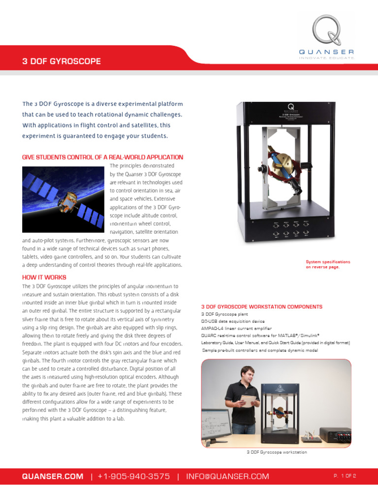 3 DOF Gyroscope Data Sheet | PDF | Gyroscope