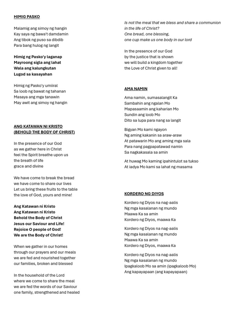 Simbang Gabi Song Lyrics | PDF