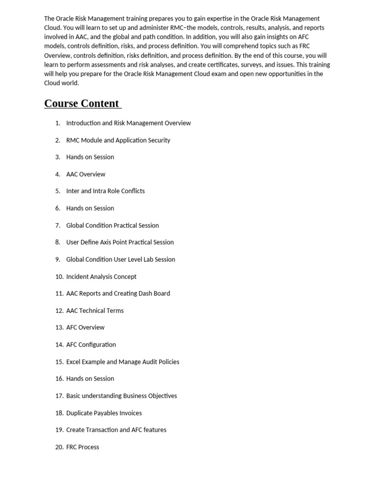 Content_Oracle Risk Management Cloud | PDF