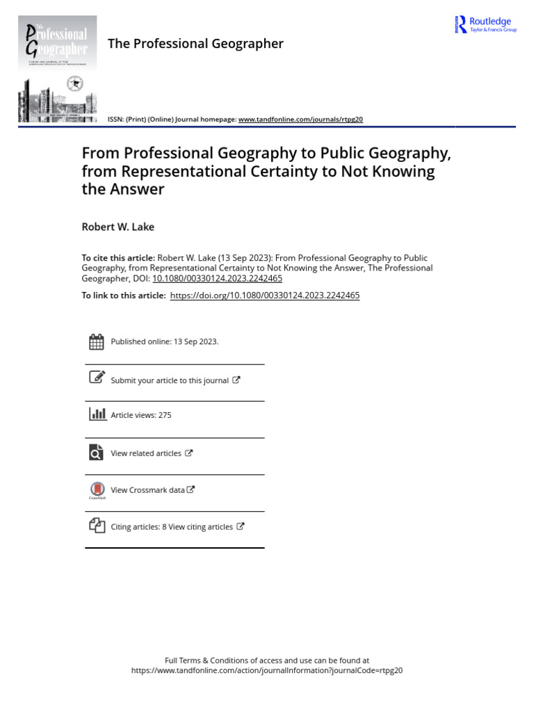 Shift from Professional to Public Geography | PDF | Pragmatism | Truth