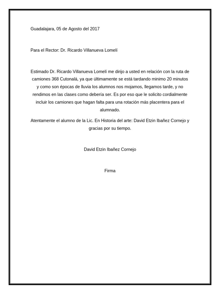 Carta Al Rector | PDF