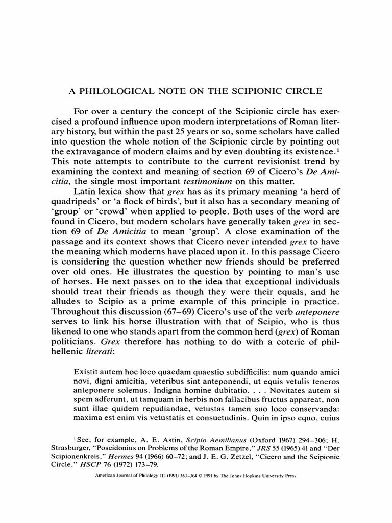 Forsythe - 1991 - A Philological Note On The Scipionic Circle | PDF | Linguistics