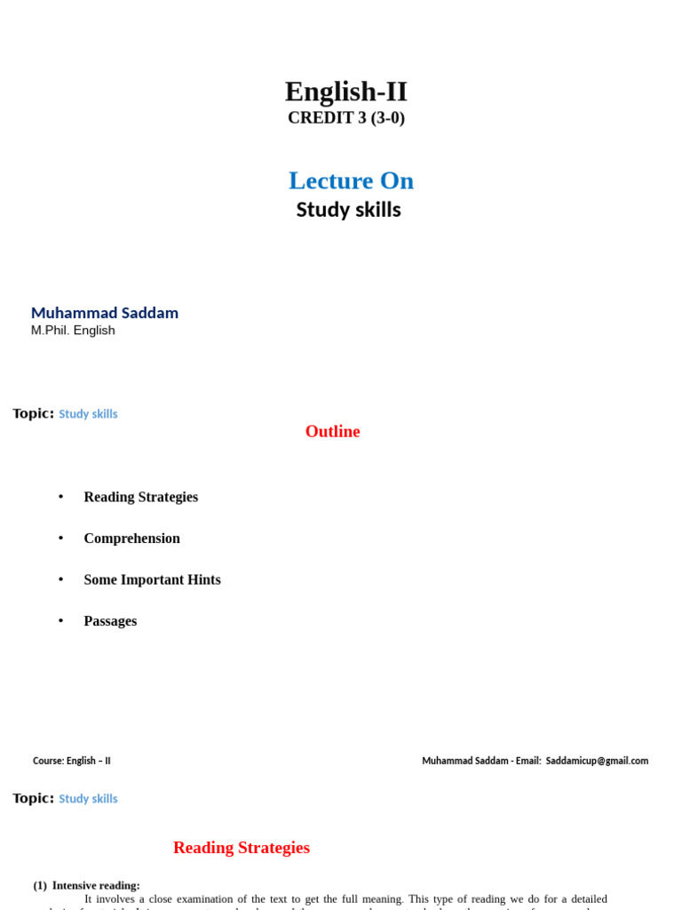 English II Study Skills 1 | PDF | Reading Comprehension