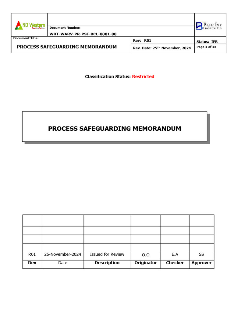 WRT-WARV-PR-PSF-BCL-0001-00 - Process Safeguarding Memorandum - R01 ...